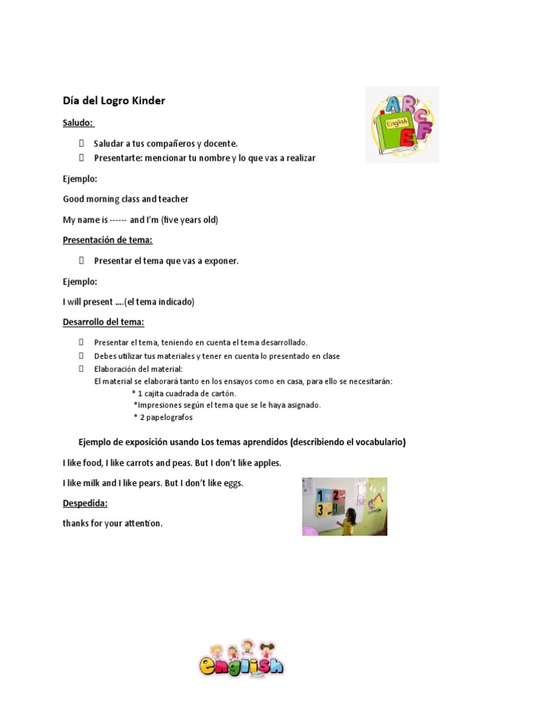 Kinder Día Del Logro Guia de Exposición | PDF