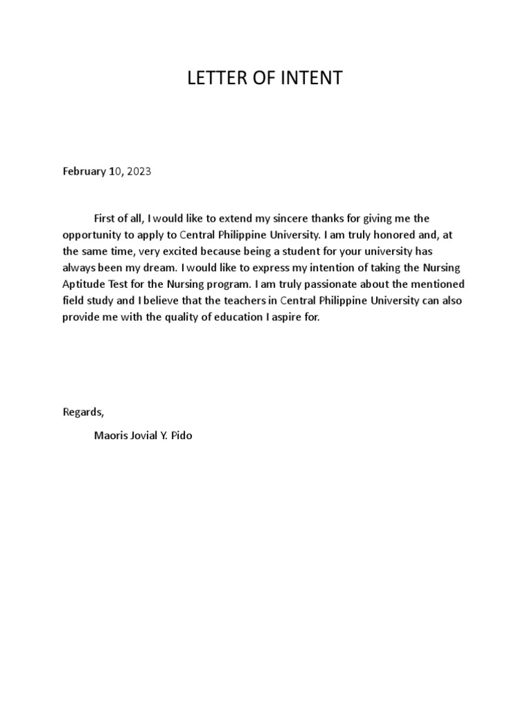 Letter of Intent-Cpu | PDF