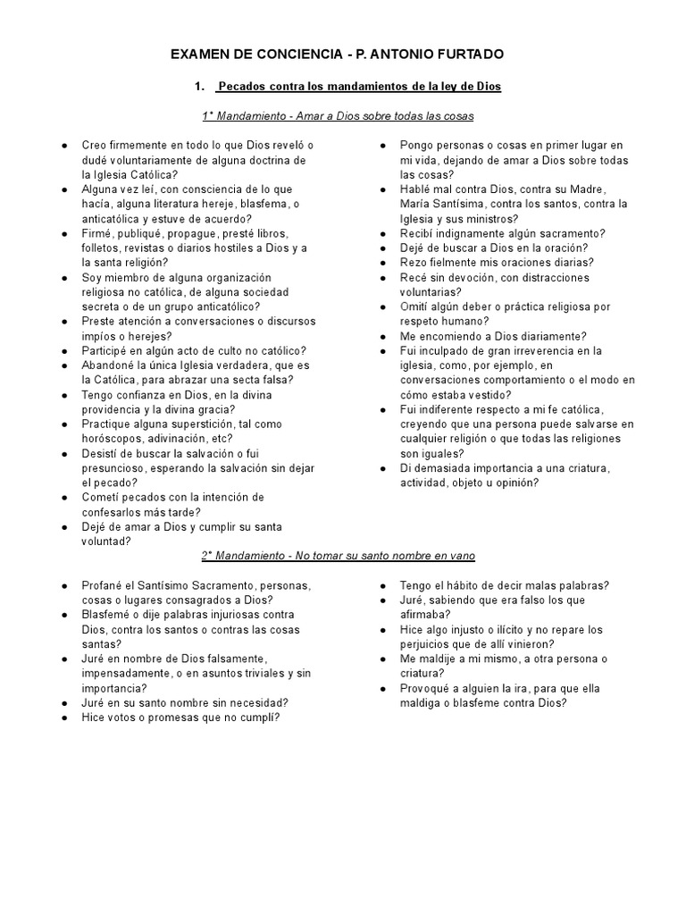 Examen de Conciencia | PDF | Pecado | Iglesia Católica