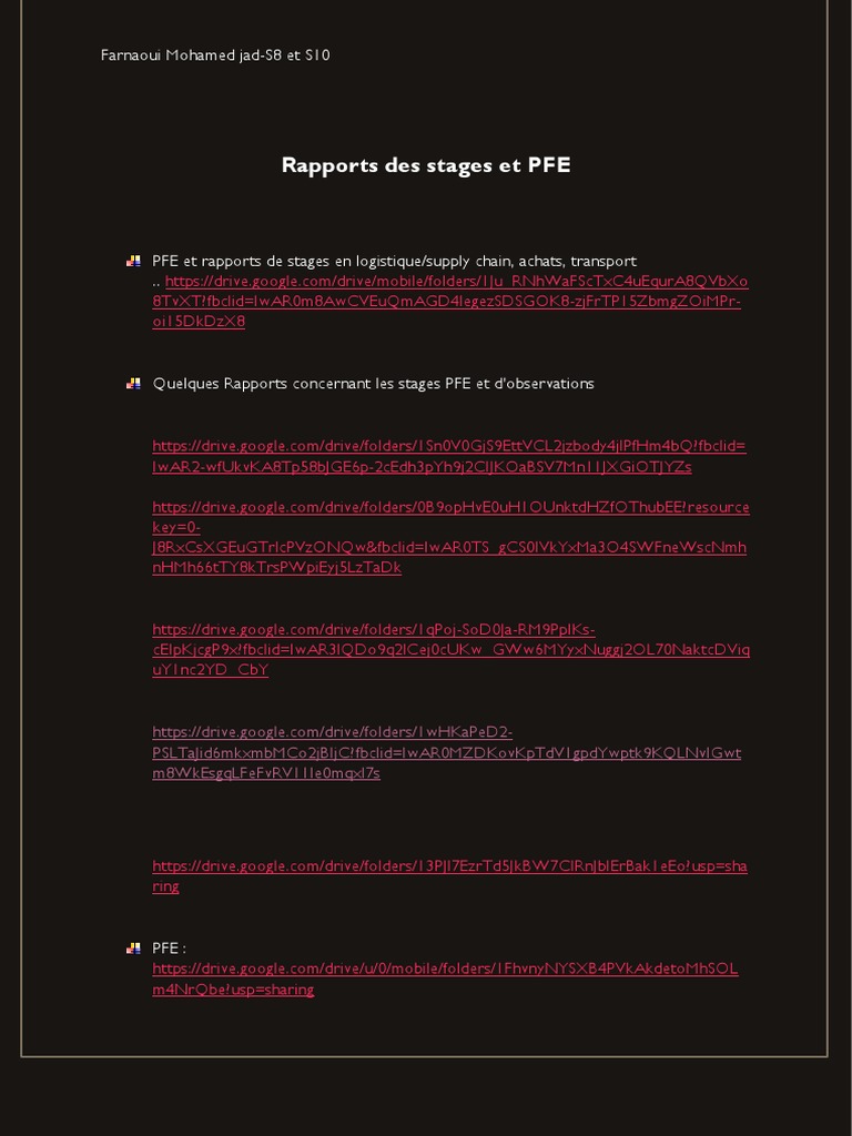 Rapports Des Stages Et PFE - Farnaoui Jad | PDF