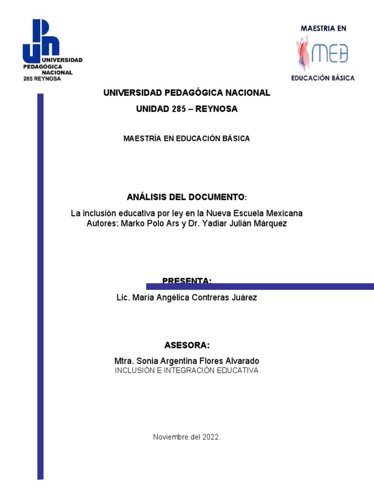 Analisis La Inclusion Educativa y La Nem | PDF | Inclusión (Educación ...