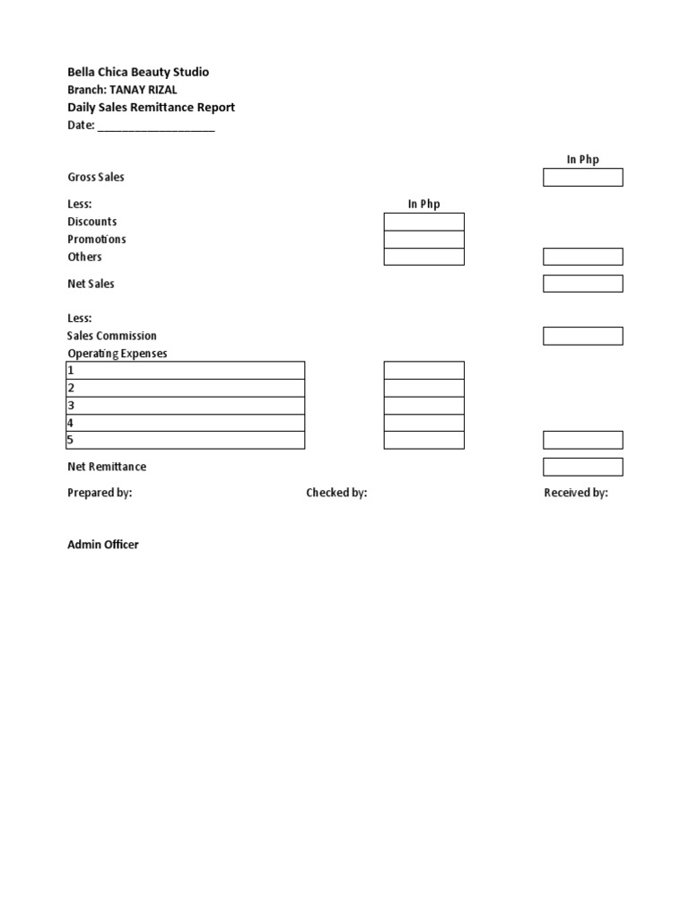 Daily Sales Remittance Report Template | PDF | Business | Finance ...