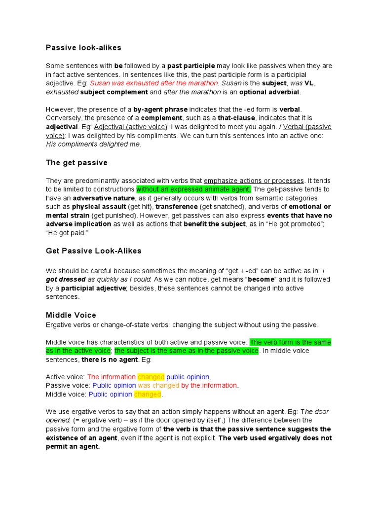 Passive Look-Alikes - Grammar | PDF | Linguistic Morphology | Linguistics