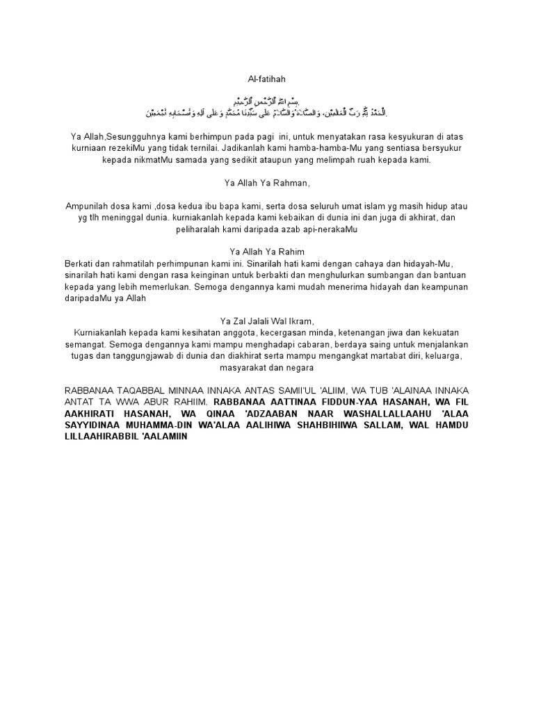 Doa Teks Rasmi Majlis | PDF