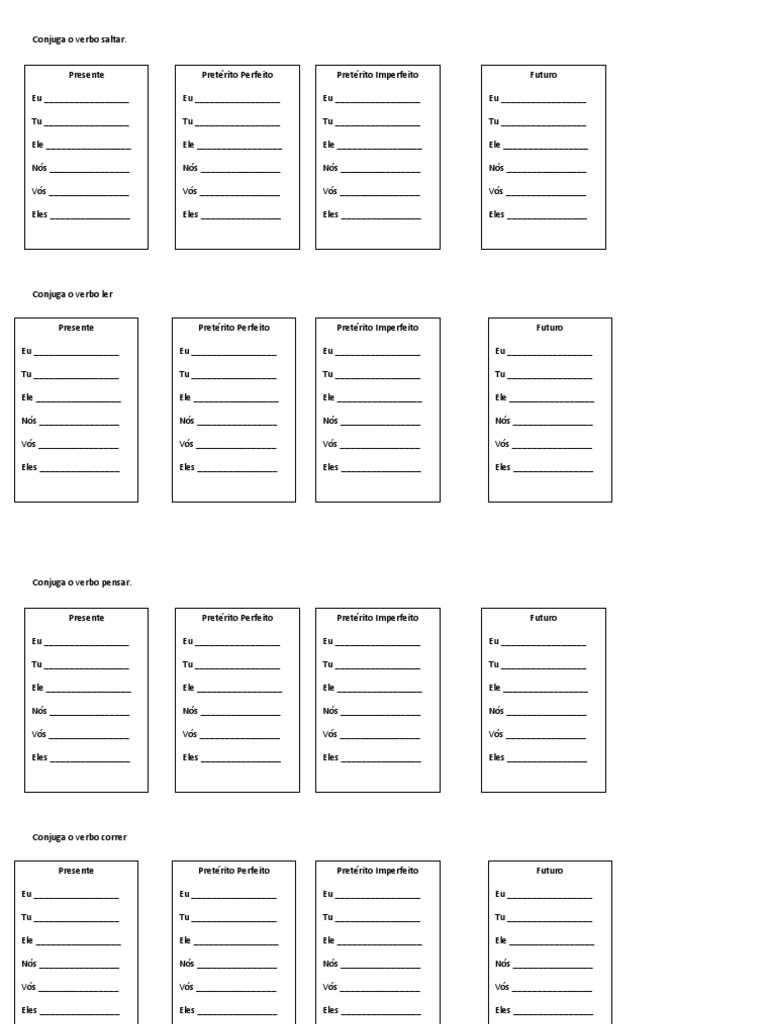 Folha De Verbos 1 Pdf Morfologia Interpretação Filosofia