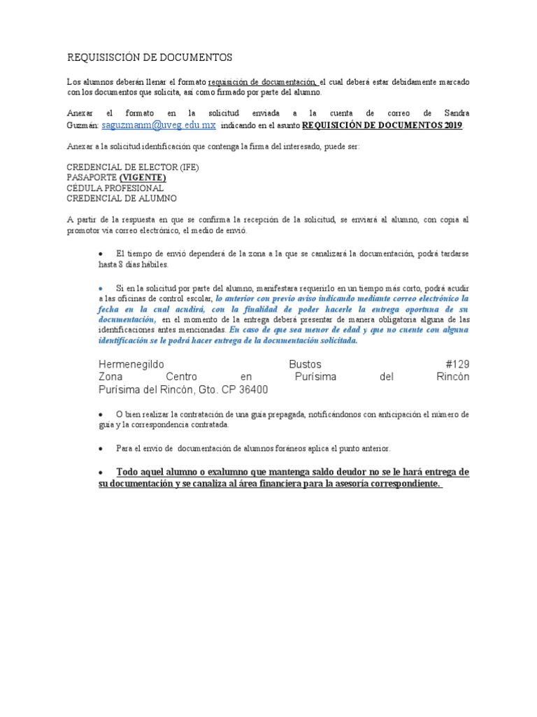 Guía para la devolución de documentos | PDF