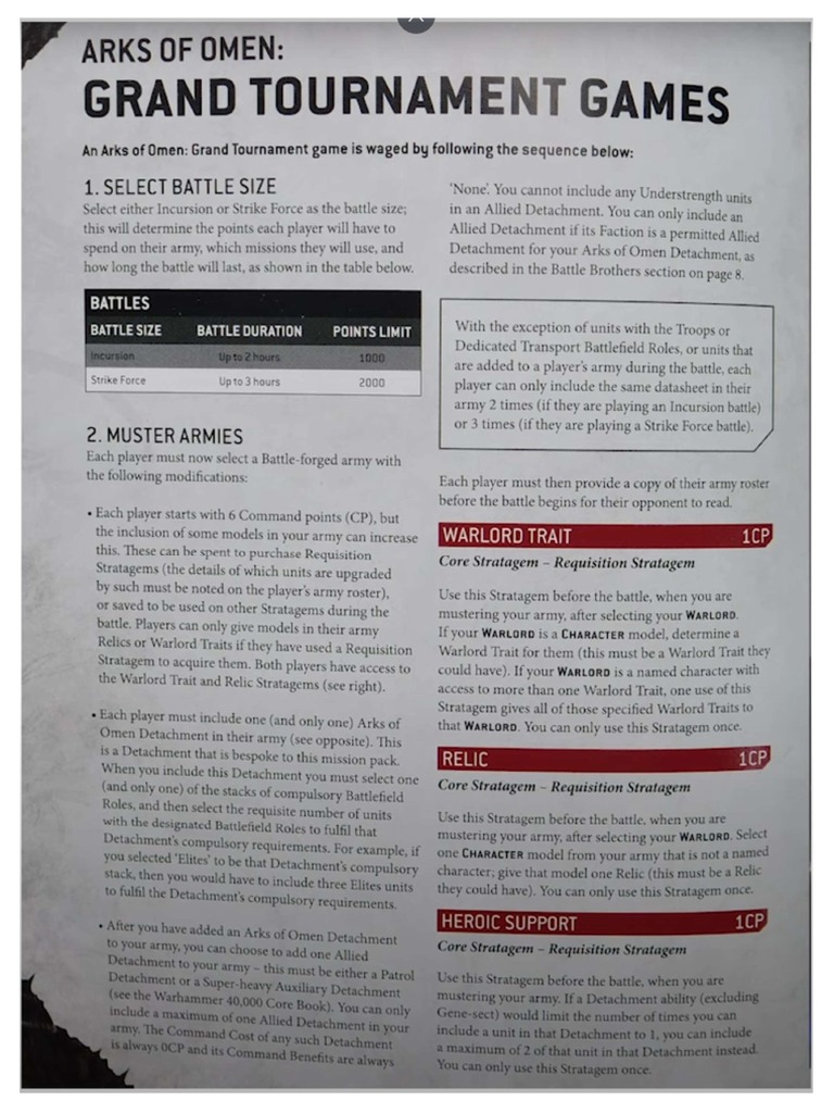 V9 - RULES - GranTournament2023 - ARKS OF OMEN | PDF