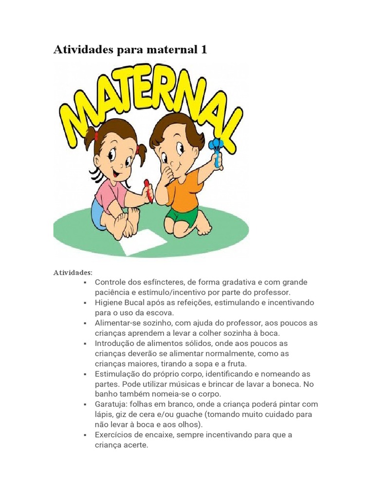 Atividades para Maternal 1 | PDF | Papel