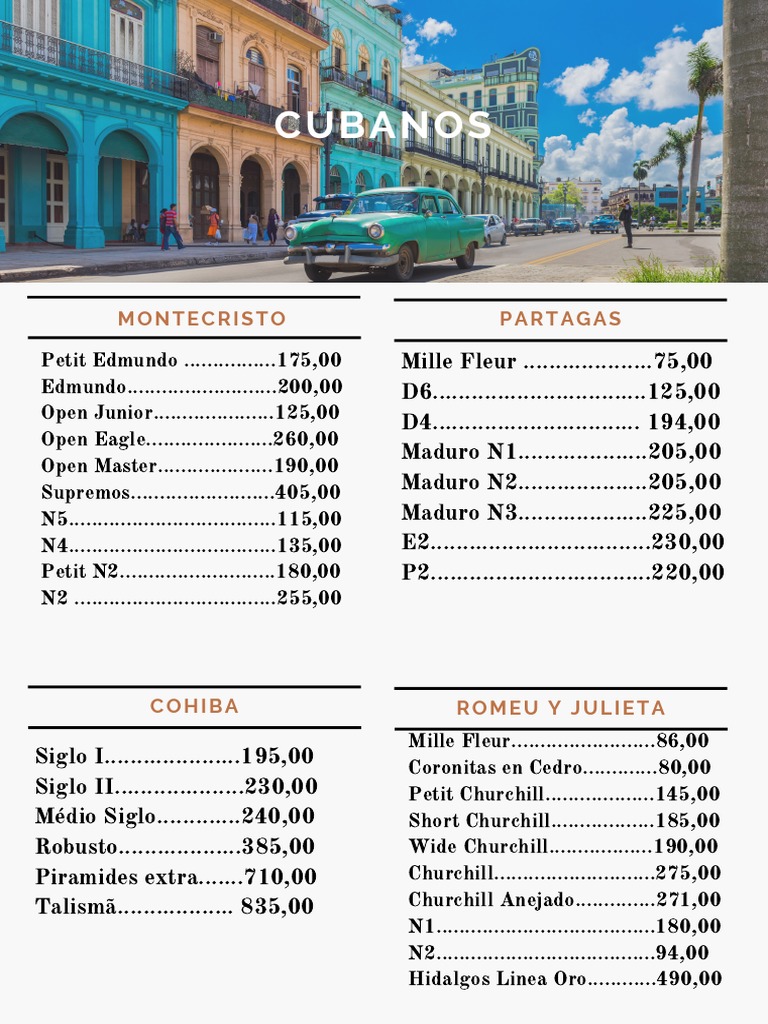 Cigar Price List and Options | PDF | Tobacco Industry | Industries
