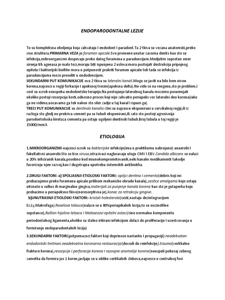 Endoparodontalne Lezije | PDF