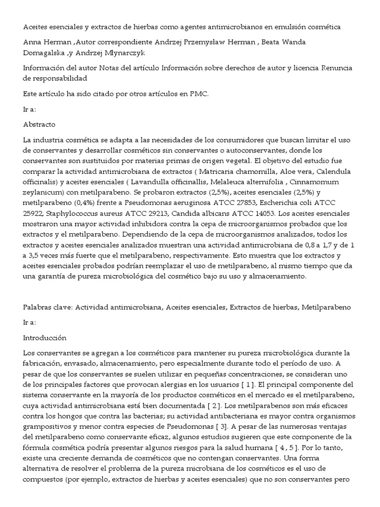 Aceites Esenciales y Extractos de Hierbas Como Agentes Antimicrobianos ...