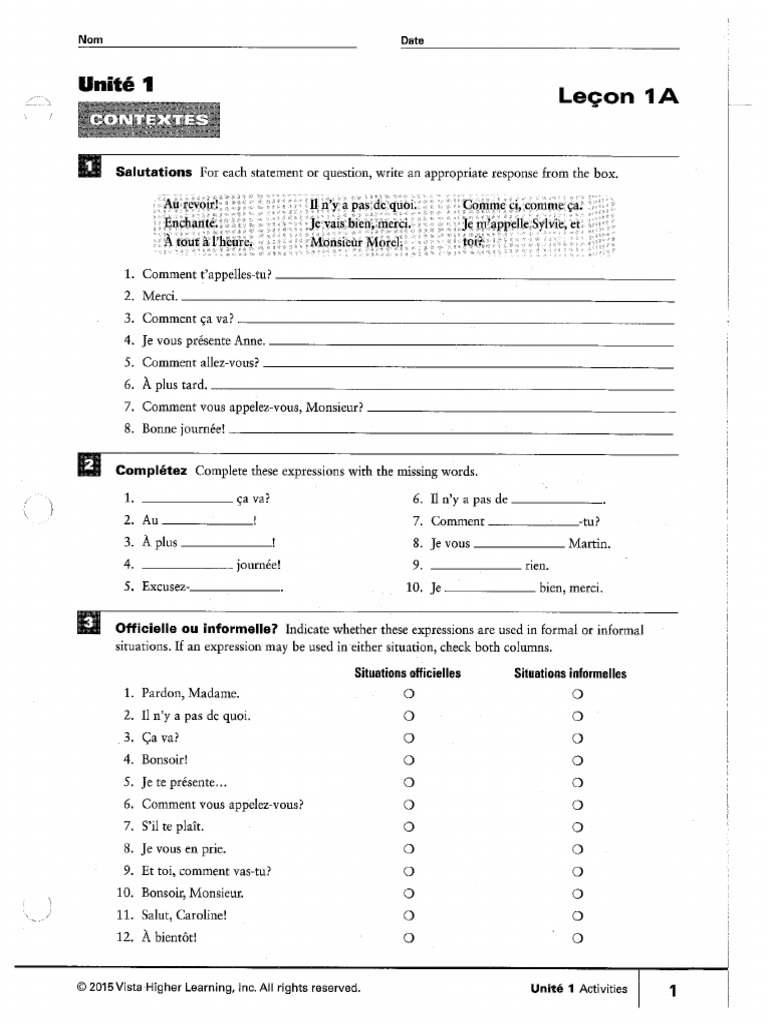 Workbook Leçon1 4 | PDF