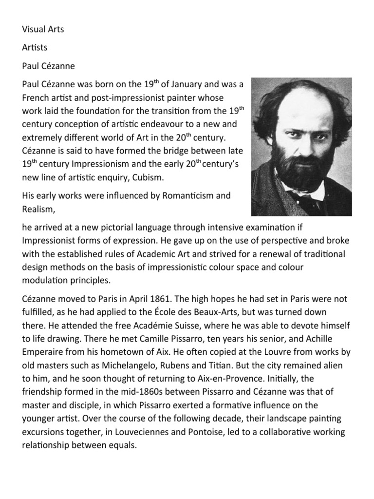 Visual Arts Artists - Paul Cézanne | PDF | Paul Cézanne | Impressionism