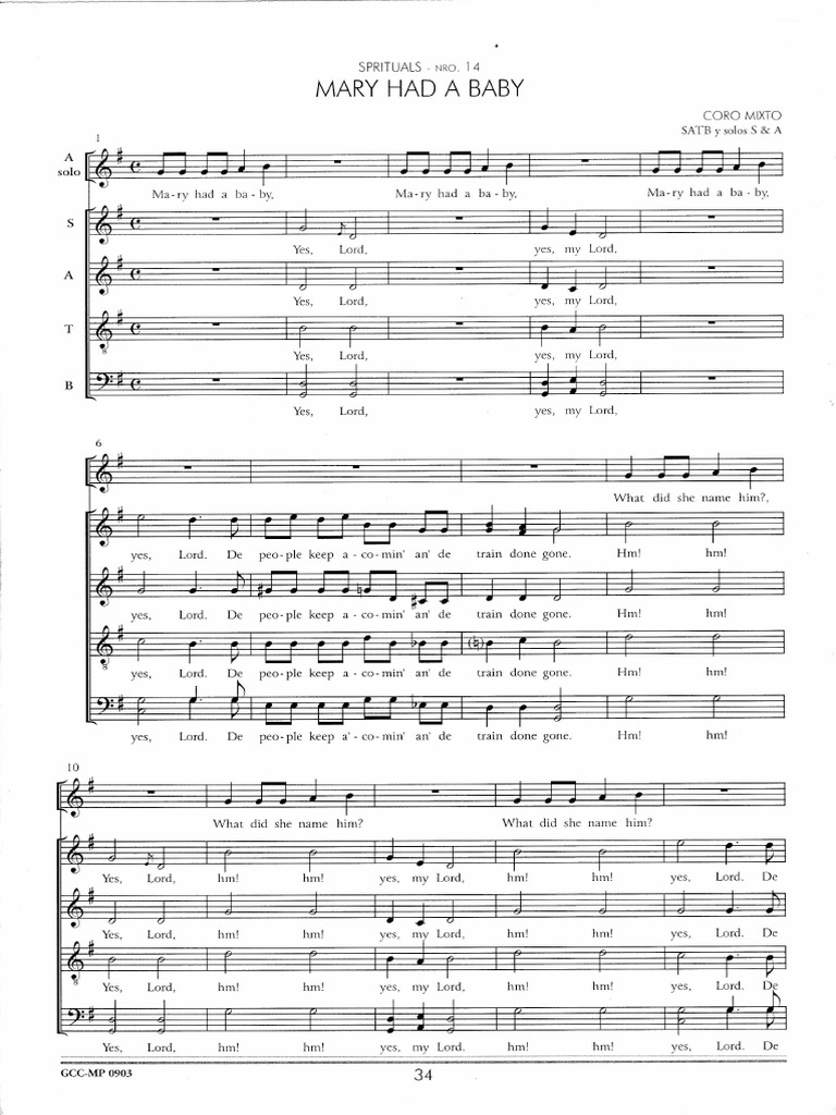Mary Had a Baby: Spiritual Lyrics | PDF