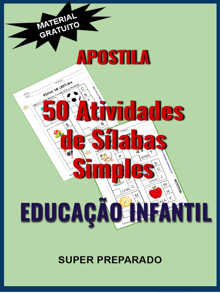 50 Atividades De Sílabas Simples Pdf Pedagogia Alfabetização