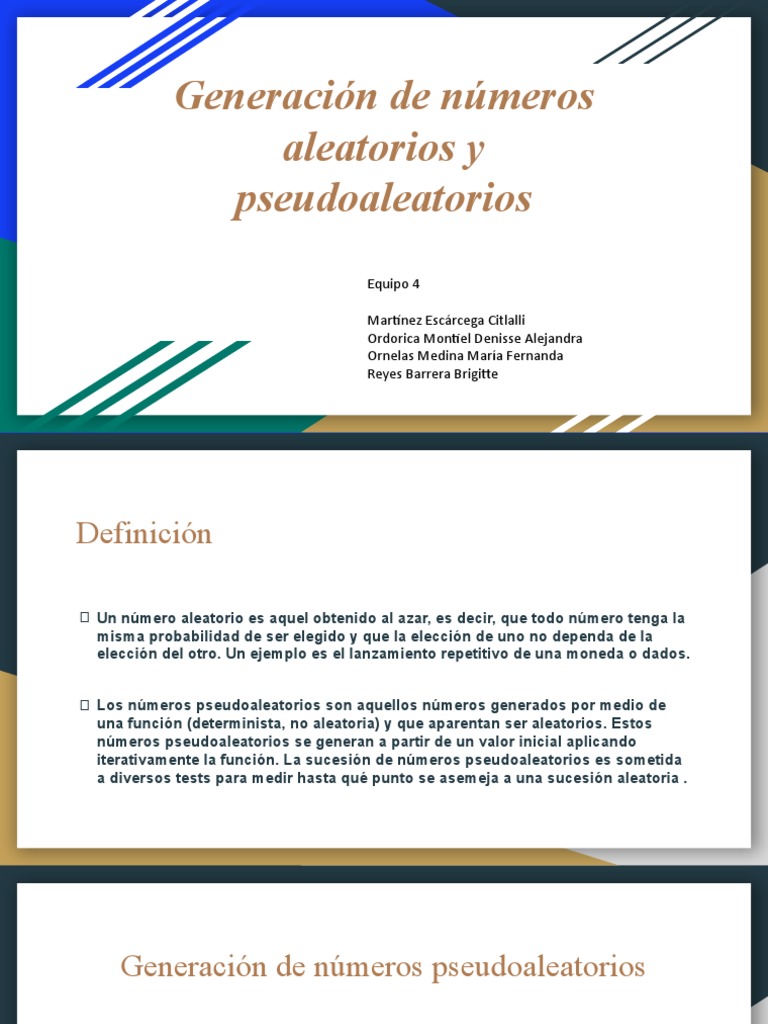 Generación de Números Pseudoaleatorios | PDF | Estadística | Prueba de ...