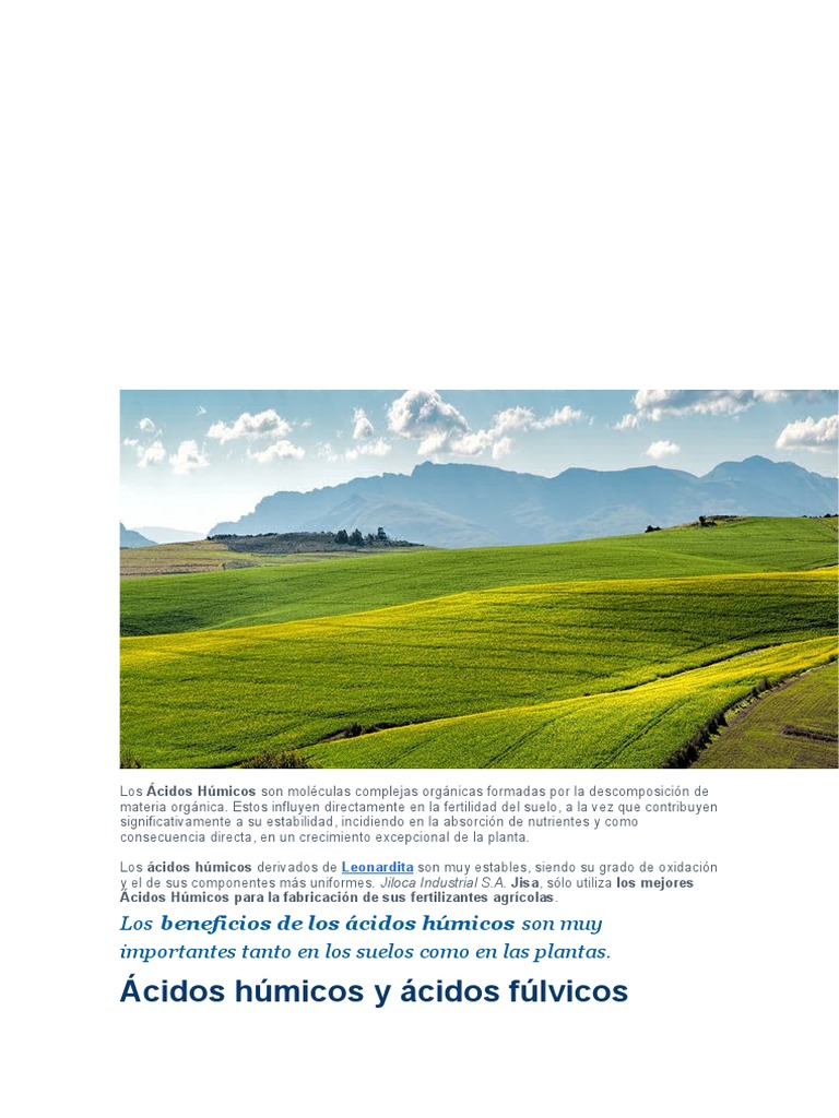 Ácidos Húmicos | PDF | Suelo | Fertilizante