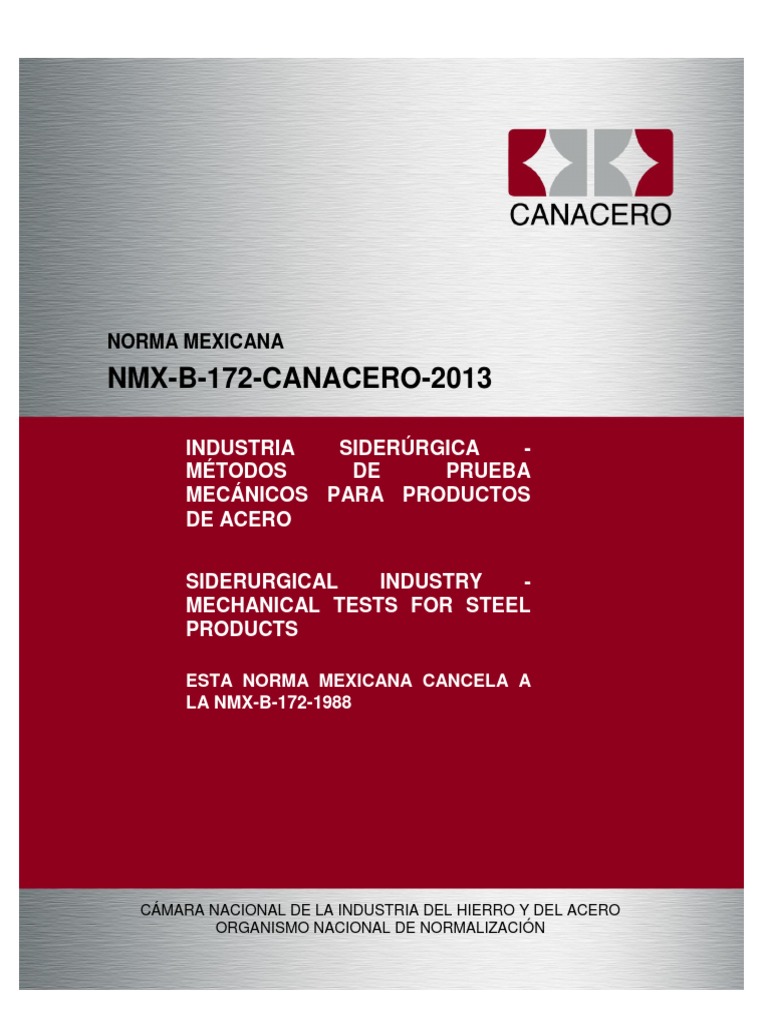 NMX B 172 Canacero 2013 | Descargar gratis PDF | Fractura | Acero