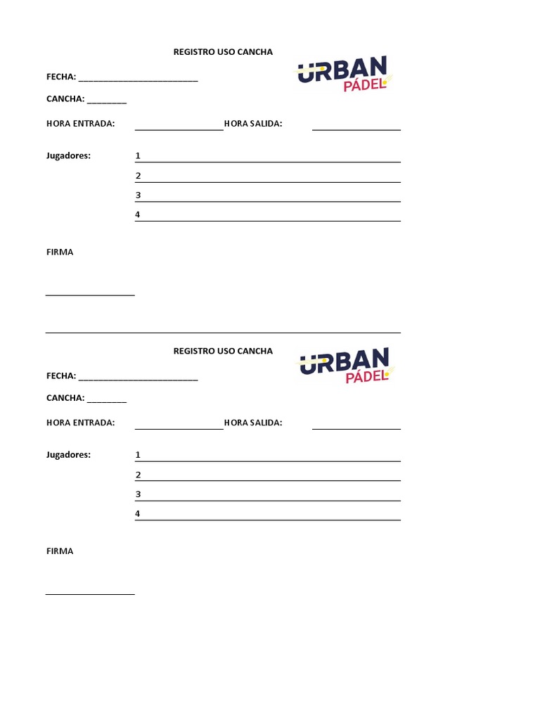 Registro Uso Canchas | PDF