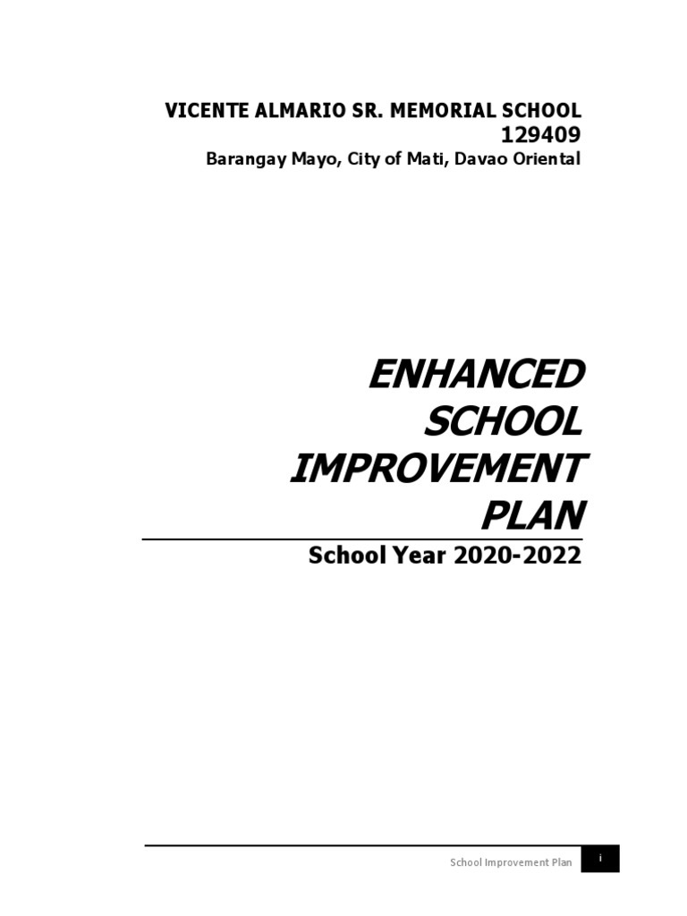 Maed 201 - School Improvement Plan - Vicente Almario Sr. Memorial School | PDF | Education ...