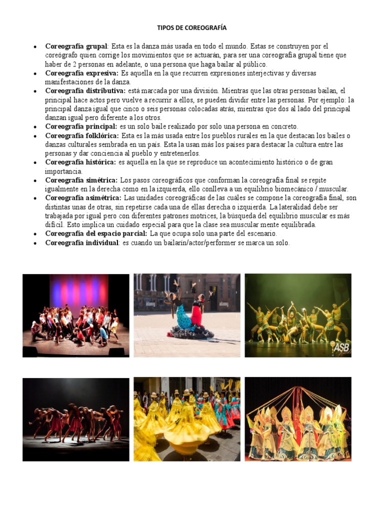 Los diferentes tipos de coreografía y sus características | PDF