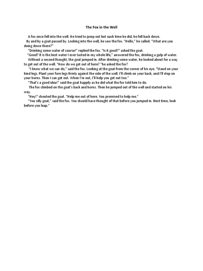 The Fox in the Well: A Cautionary Tale | PDF | Home & Garden