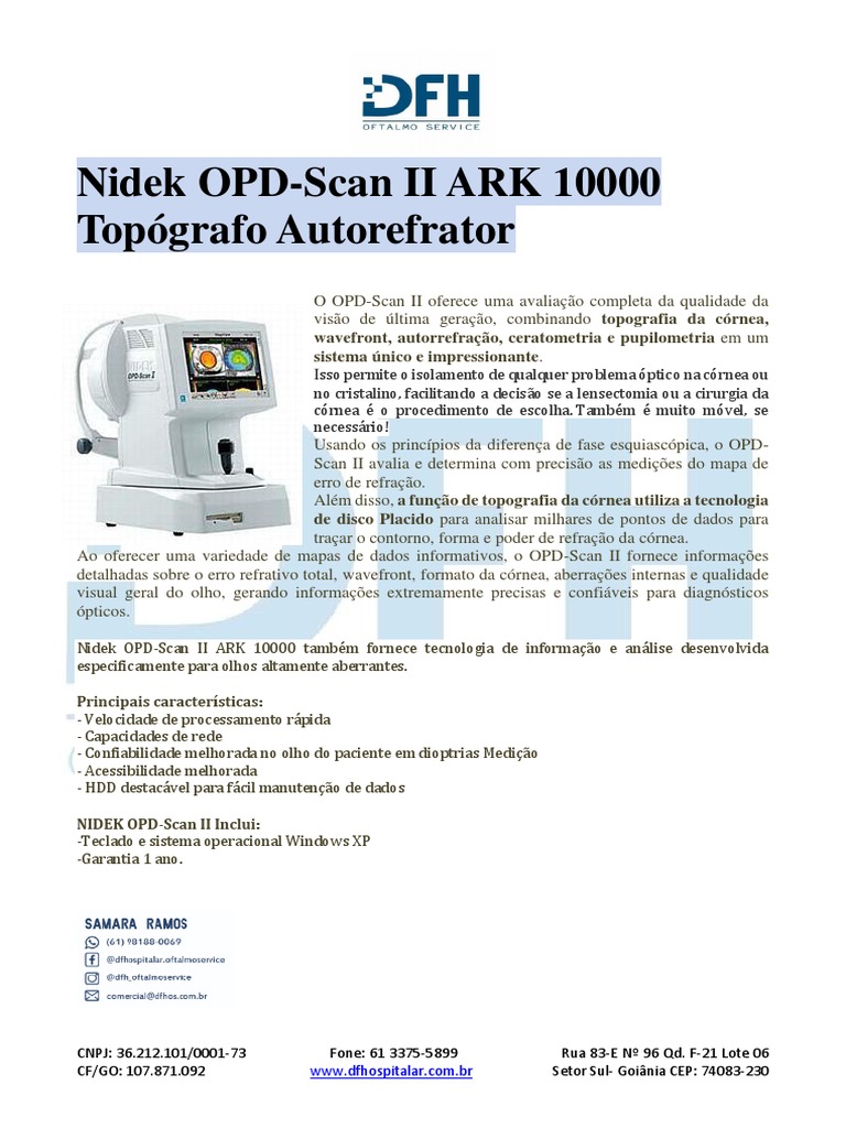 Informativo Nidek OPD SCAN II | PDF