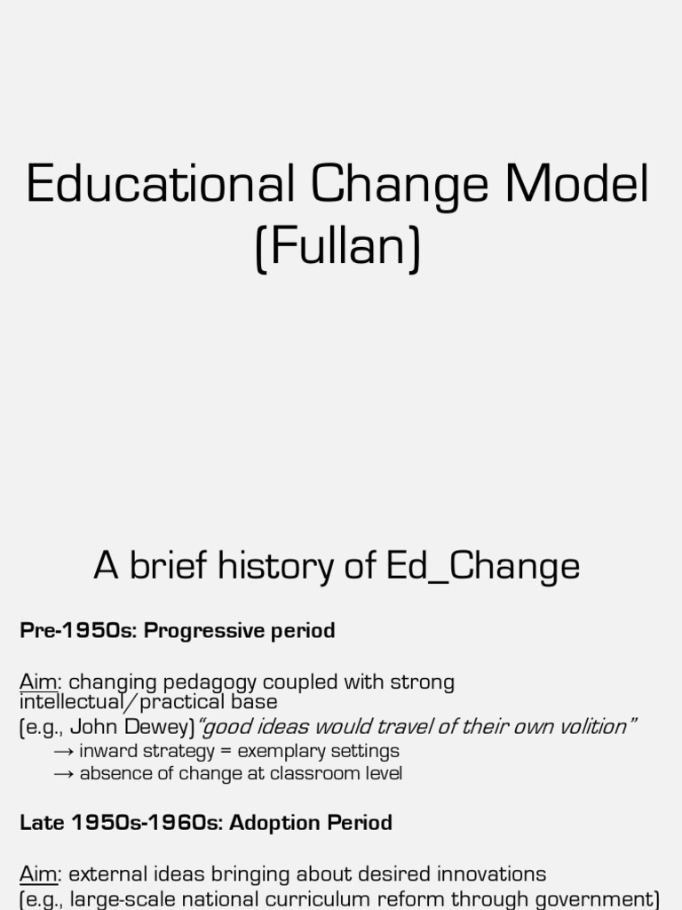 Fullan's Educational Change Model Explained | PDF | Top Down And Bottom ...