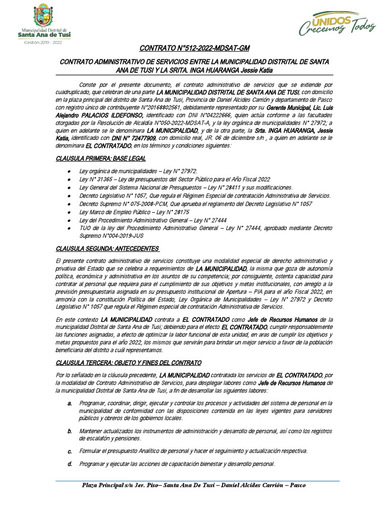 Contrato 512 Inga Yessi Descargar Gratis Pdf Gobierno Local