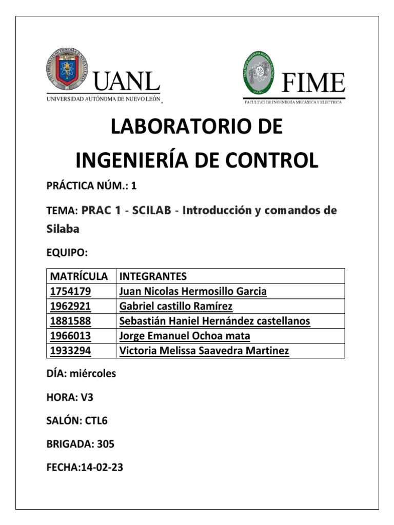 PRAC 1 - SCILAB - Introduccion y Comandos de Scilab Final | PDF PRAC 1 - SCILAB - Introduccion y Comandos de Scilab Final | PDF