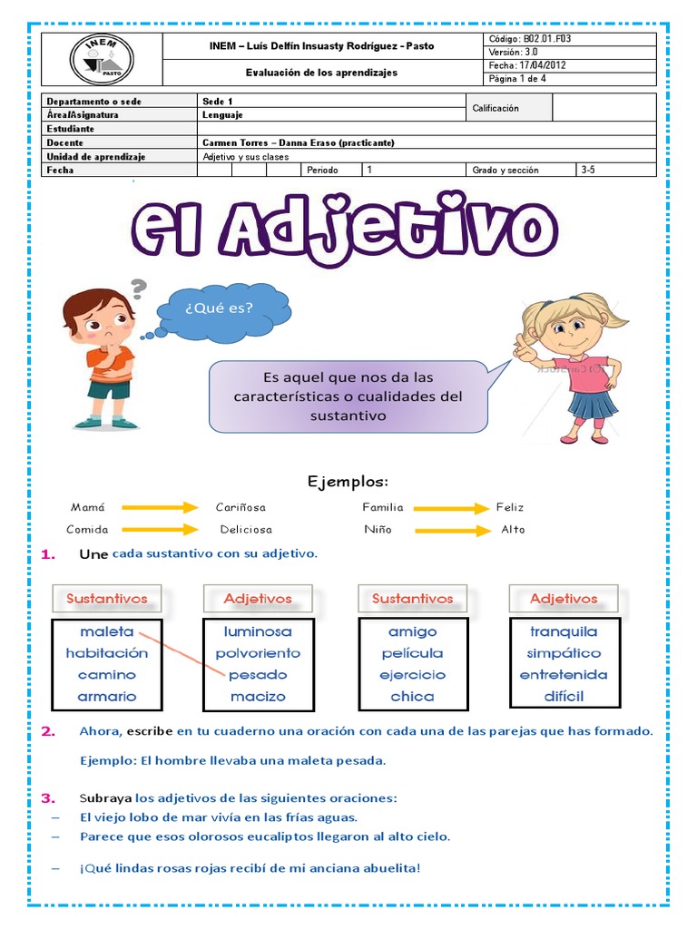 Guia Adjetivos Co | PDF | Adjetivo