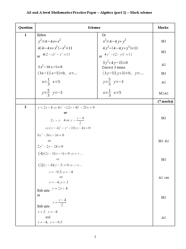 AS/A Level Algebra Practice Paper 2 | PDF | Quadratic Equation | Equations