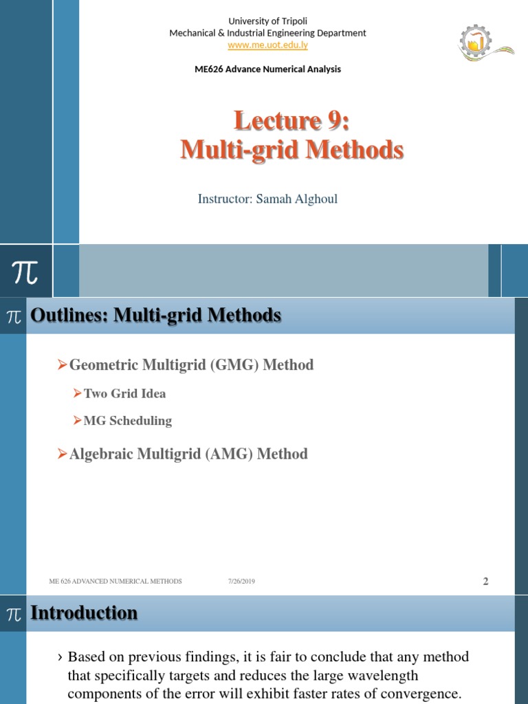 L08 - Multi-Grid Methods | PDF | Numerical Analysis | Equations L08 - Multi-Grid Methods | PDF | Numerical Analysis | Equations