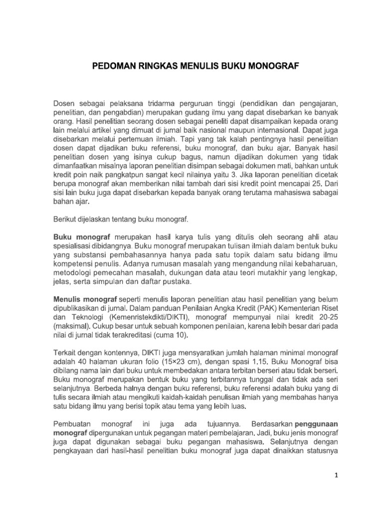 Panduan Ringkas Buku Monograf 2021 Upload | PDF