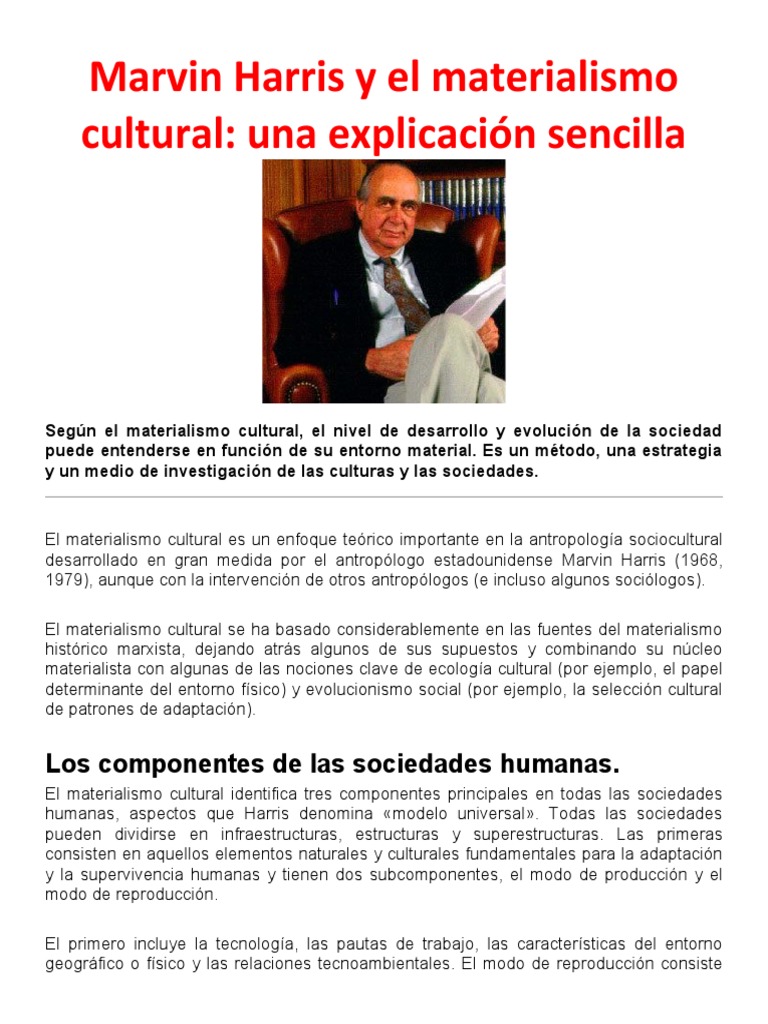Marvin Harris y El Materialismo Cultural | PDF | Sociedad | Materialismo