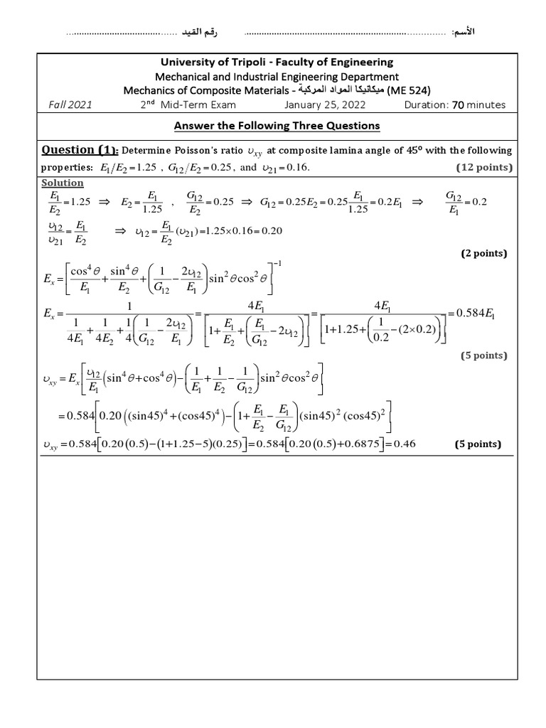 (ME 524) - The Second Midterm Exam Solution - Fall 2021 | PDF | Civil ... (ME 524) - The Second Midterm Exam Solution - Fall 2021 | PDF | Civil ...