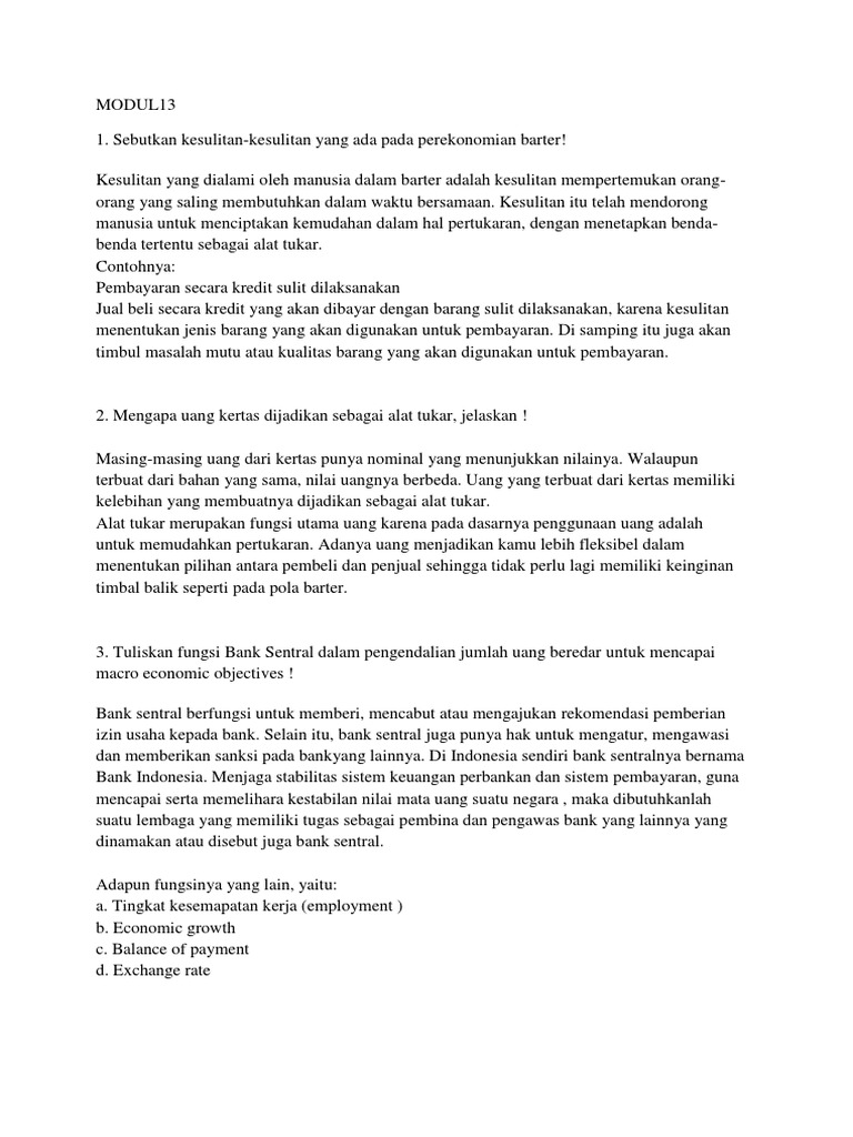 Soal Dan Jawaban Modul 13 | PDF | Pengelolaan Keuangan & Uang