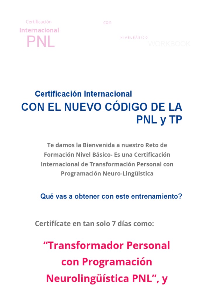 Workbook Nivel Básico - Nuevo Código PNL y TP Aider Global | PDF | Programación neurolingüistica ...