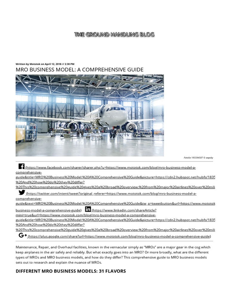 MRO Business Model - A Comprehensive Guide | PDF | Airlines | Airline Hub