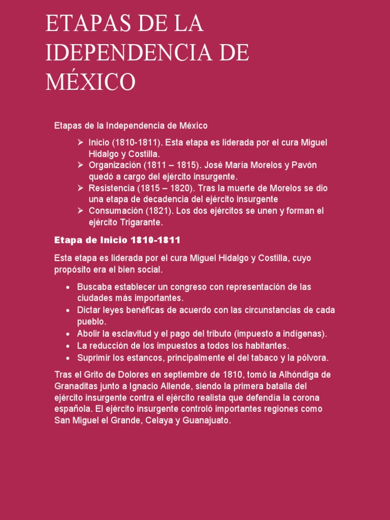 Etapas de la Independencia de México | PDF | Nueva españa | México ...