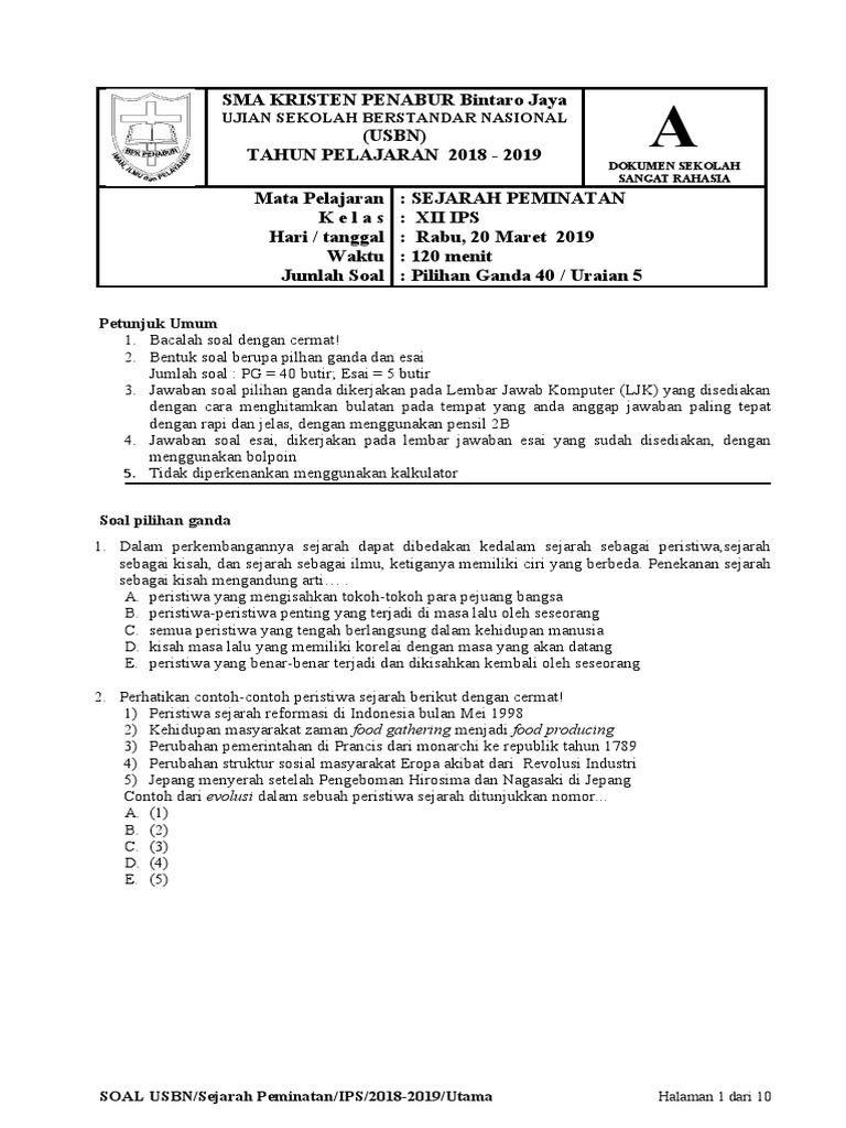 Latihan Soal Sejarah | PDF