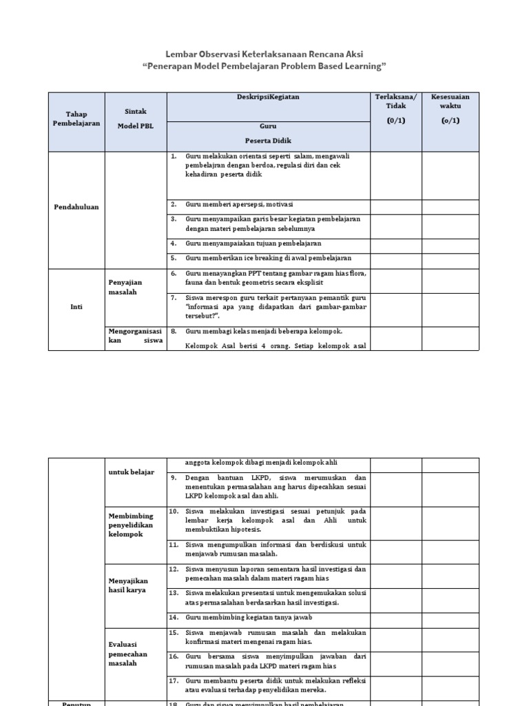Instrumen Rencana Evaluasi | PDF