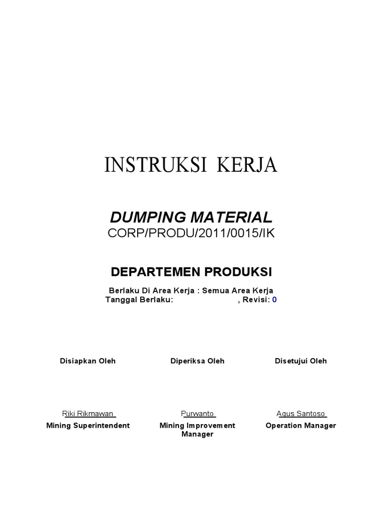 Prosedur Dumping Material PT MTN | PDF