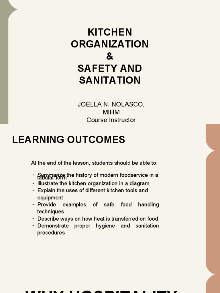Kitchen Organization and Safety Sanitation | PDF | Fat | Carbohydrates