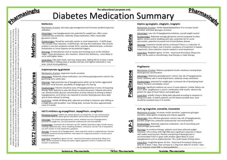 A Summary of Common Diabetes Medications: Metformin, Gliptins ...