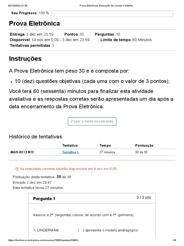 Prova EJA: Andragogia em Foco | PDF | Aprendizado | Pedagogia
