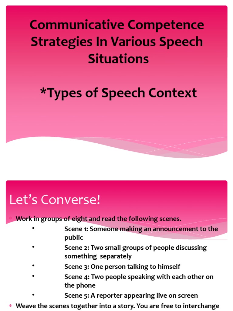 4-Types of Speech Context | PDF | Communication | Cognition