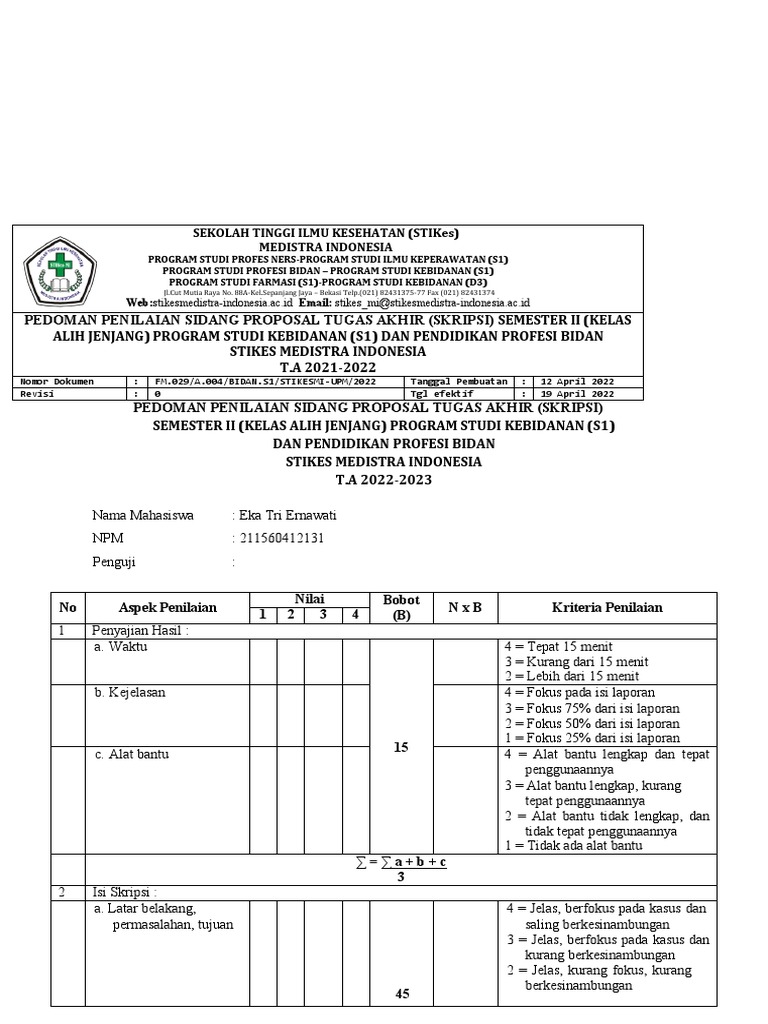 Formulir Penilaian | PDF