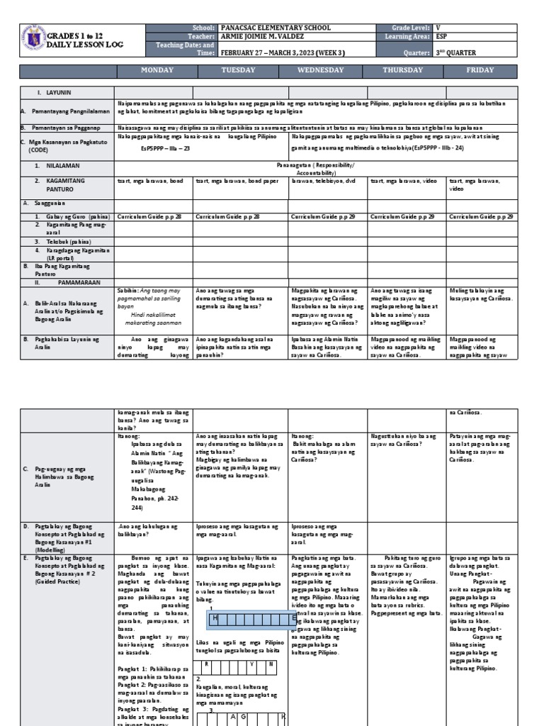 DLL - Esp 5 - Q3 - W3 | PDF