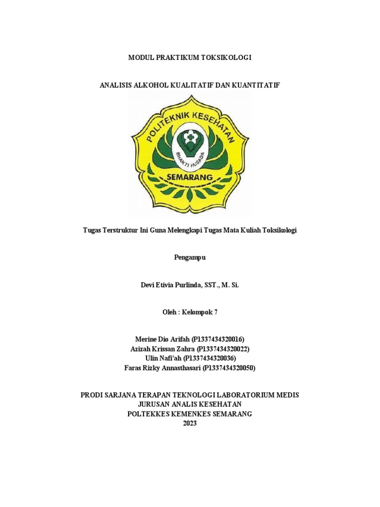Analisis Toksikologi Alkohol dalam Laboratorium | PDF | Kesehatan Holistik